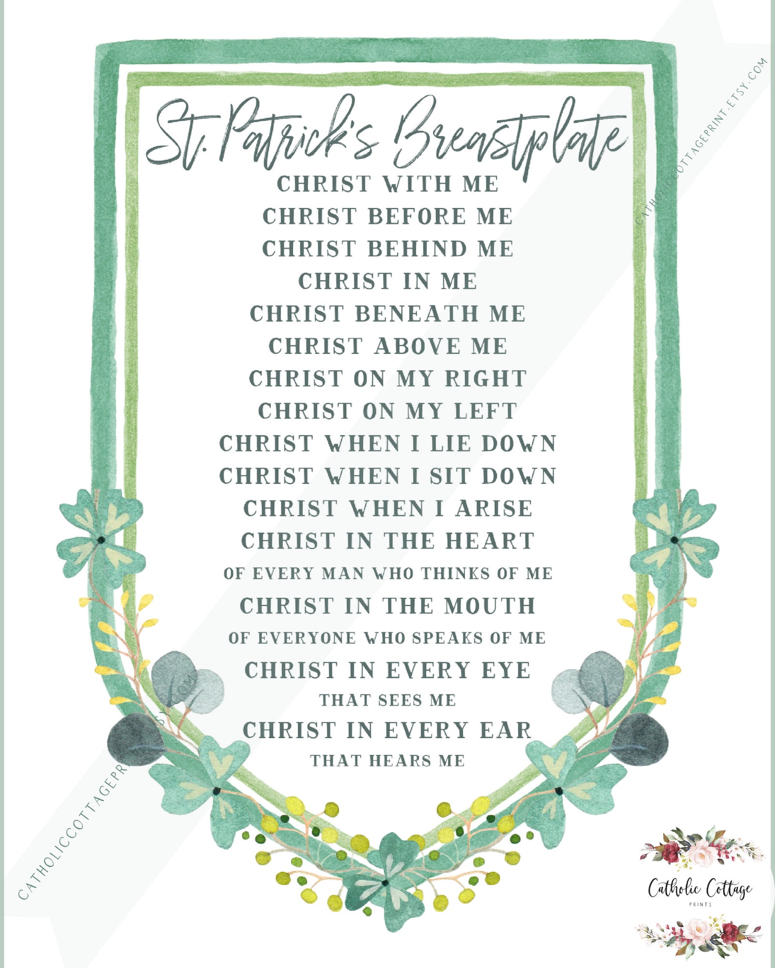 St. Patrick's Breastplate Printable christ With - Etsy