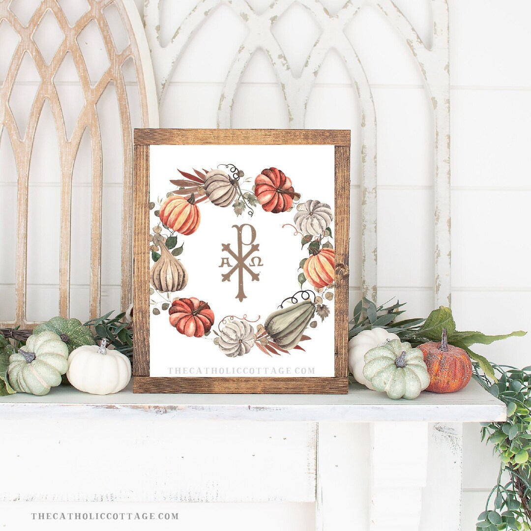 Fall/autumn Chi Ro Cross Printable - Catholic/christian Autumn ...