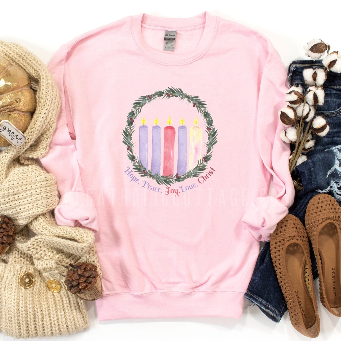 Advent Candles With Wreath Sweatshirt - Unisex Heavy Blend Sweatshirt ...