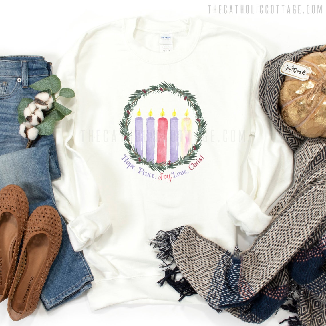 Advent Candles With Wreath Sweatshirt - Unisex Heavy Blend Sweatshirt ...