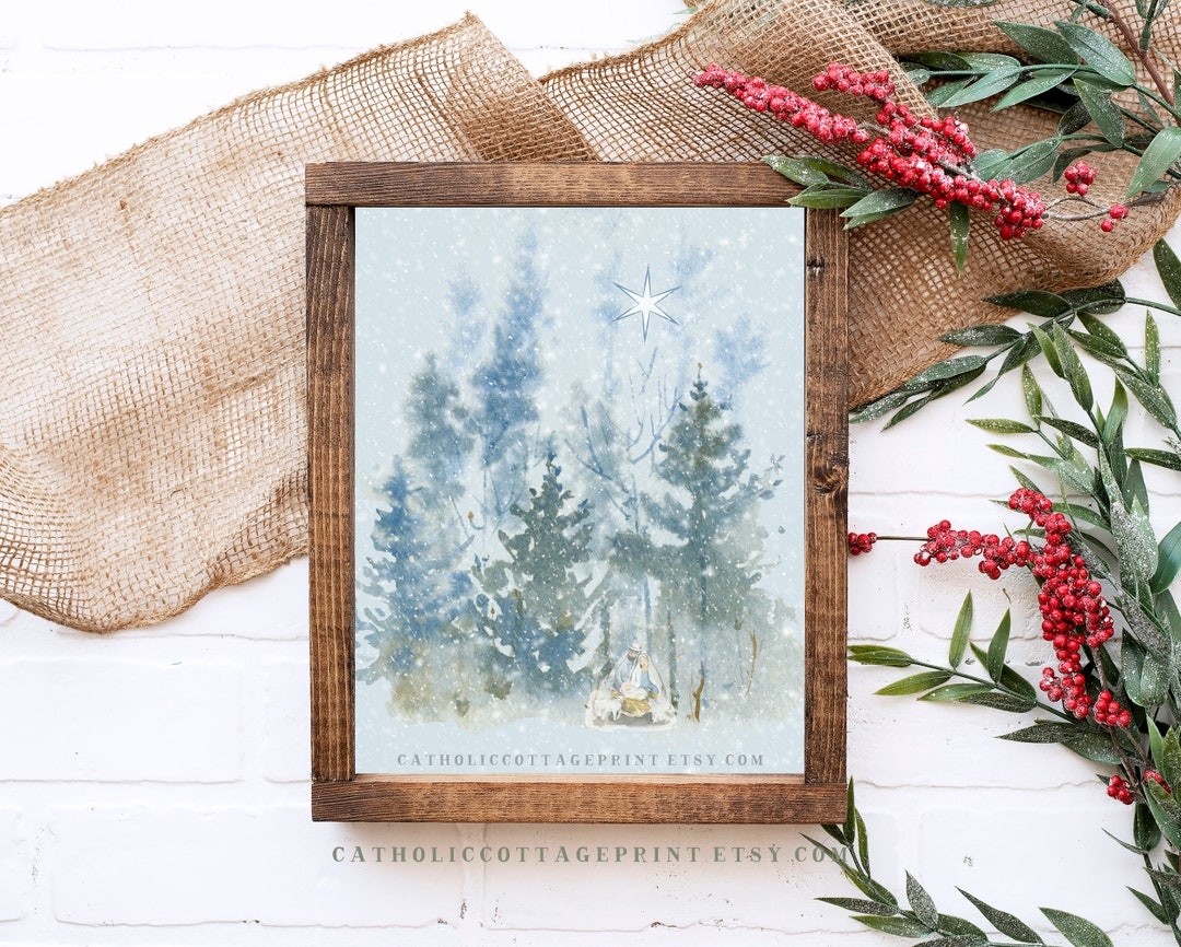 Nativity in the Snow Printable - Digital Download, Christmas Card/wall ...