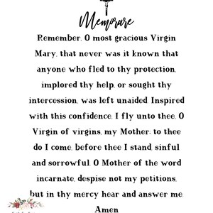Memorare - Catholic/christian Prayer in English and Latin, Digital ...