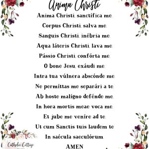 Anima Christi - Catholic/christian Prayer in English and Latin, Prayer ...