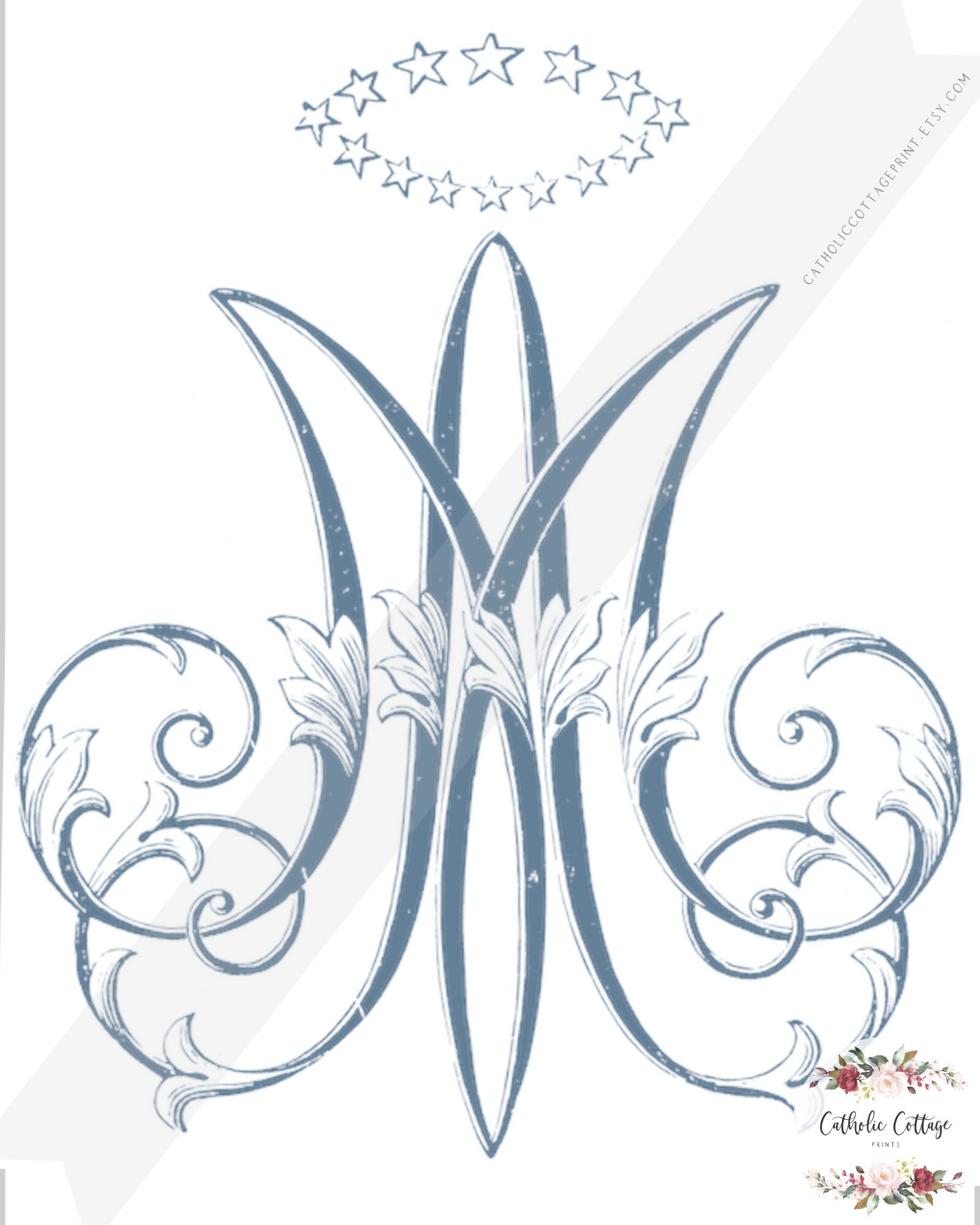 Auspice Maria Printable Vintage Marian Decor Catholic | Etsy