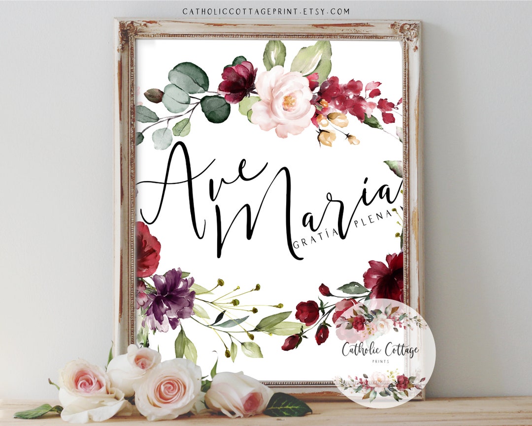 Ave Maria, Hail Mary Printable, Holy Name of Mary, Catholic Liturgical ...