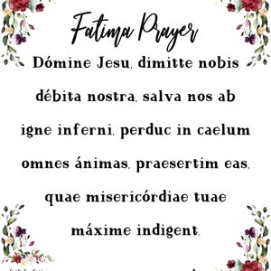 Fatima Prayer - Catholic/christian Prayer in English and Latin, Prayer ...