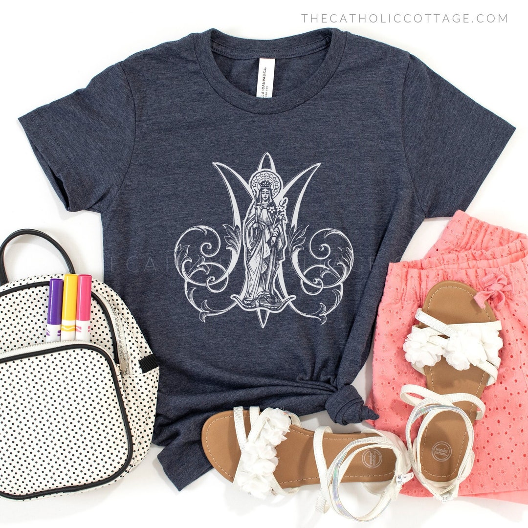 YOUTH Auspice Maria - Immaculate Conception Mary Tee - Catholic Saint T ...