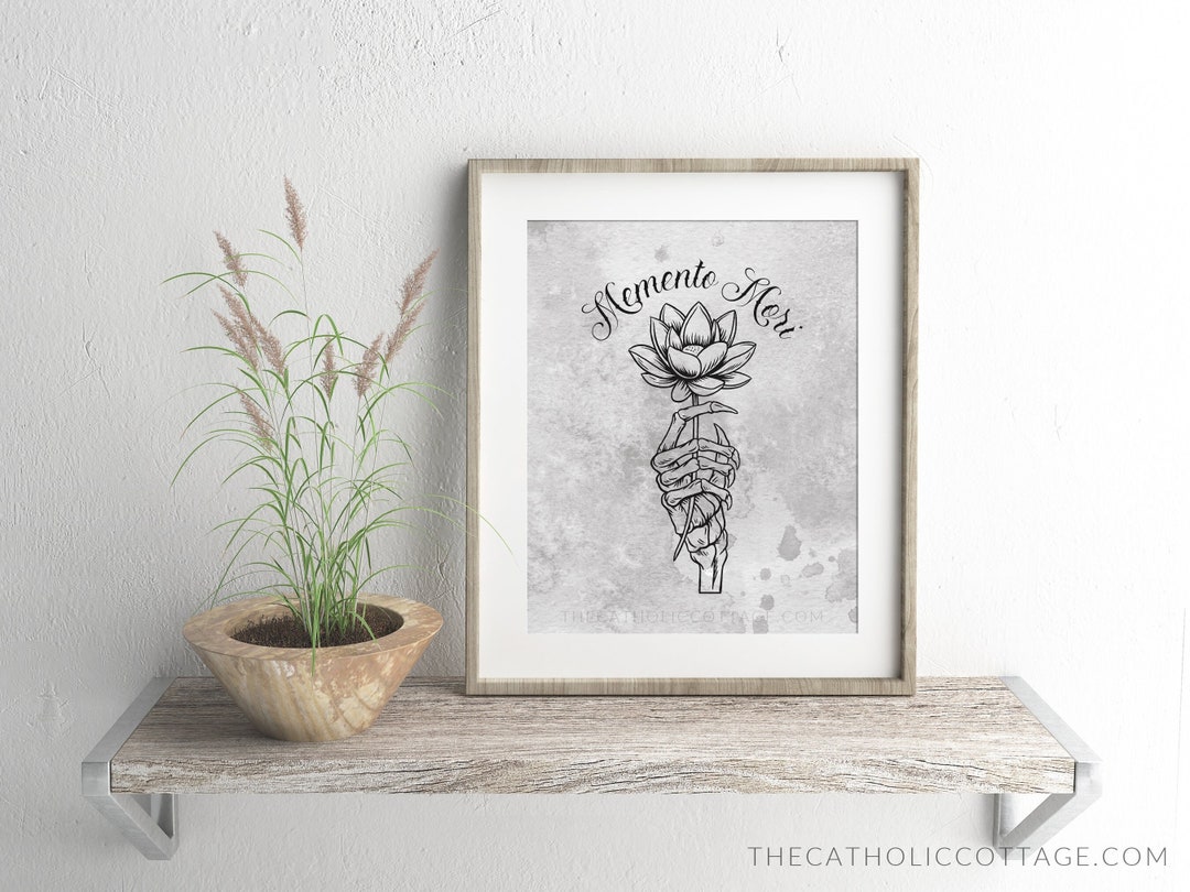 Memento Mori Floral Skull Hand Printable - Catholic Print - All Souls ...