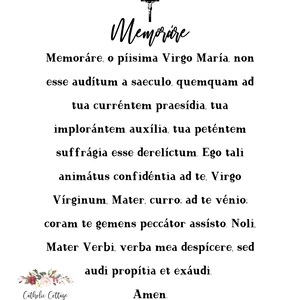 Memorare - Catholic/christian Prayer in English and Latin, Digital ...