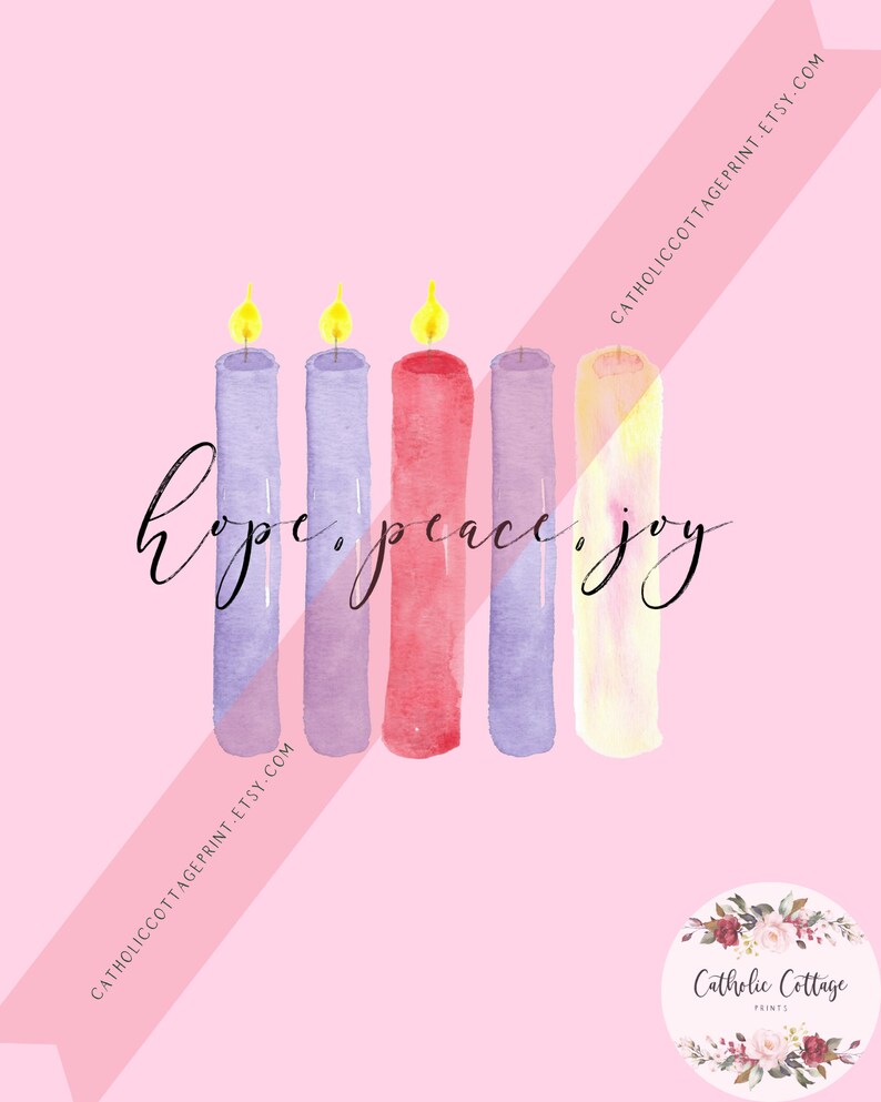 Advent Candlesticks Printable With Words - Hope, Peace, Joy, Love ...