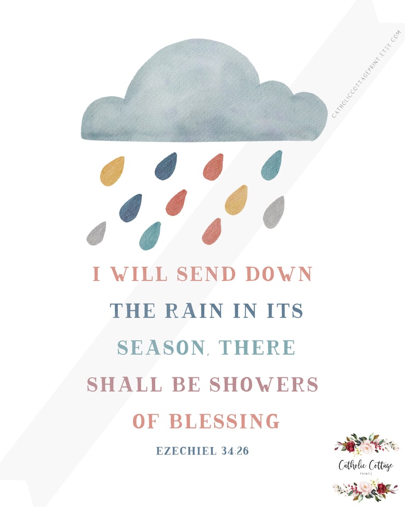 Catholic Bible Quote i Will Send Down the Rain in Its - Etsy