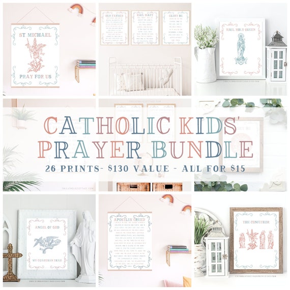 Catholic Kids Prayer Bundle Vintage Catholic Children - Etsy