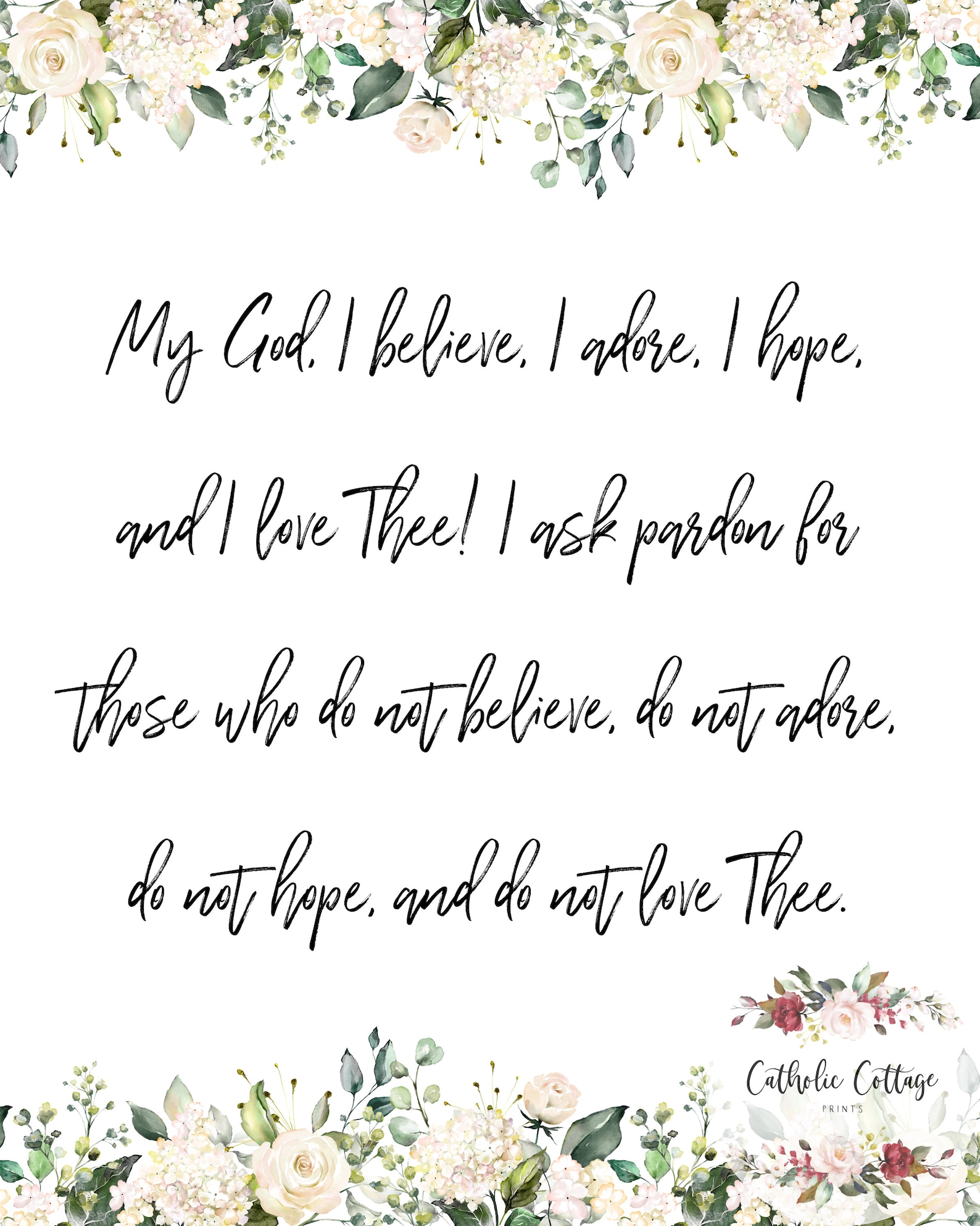 Our Lady of Fatima Printable-my God, I Believe, I Adore, I Hope, and I ...