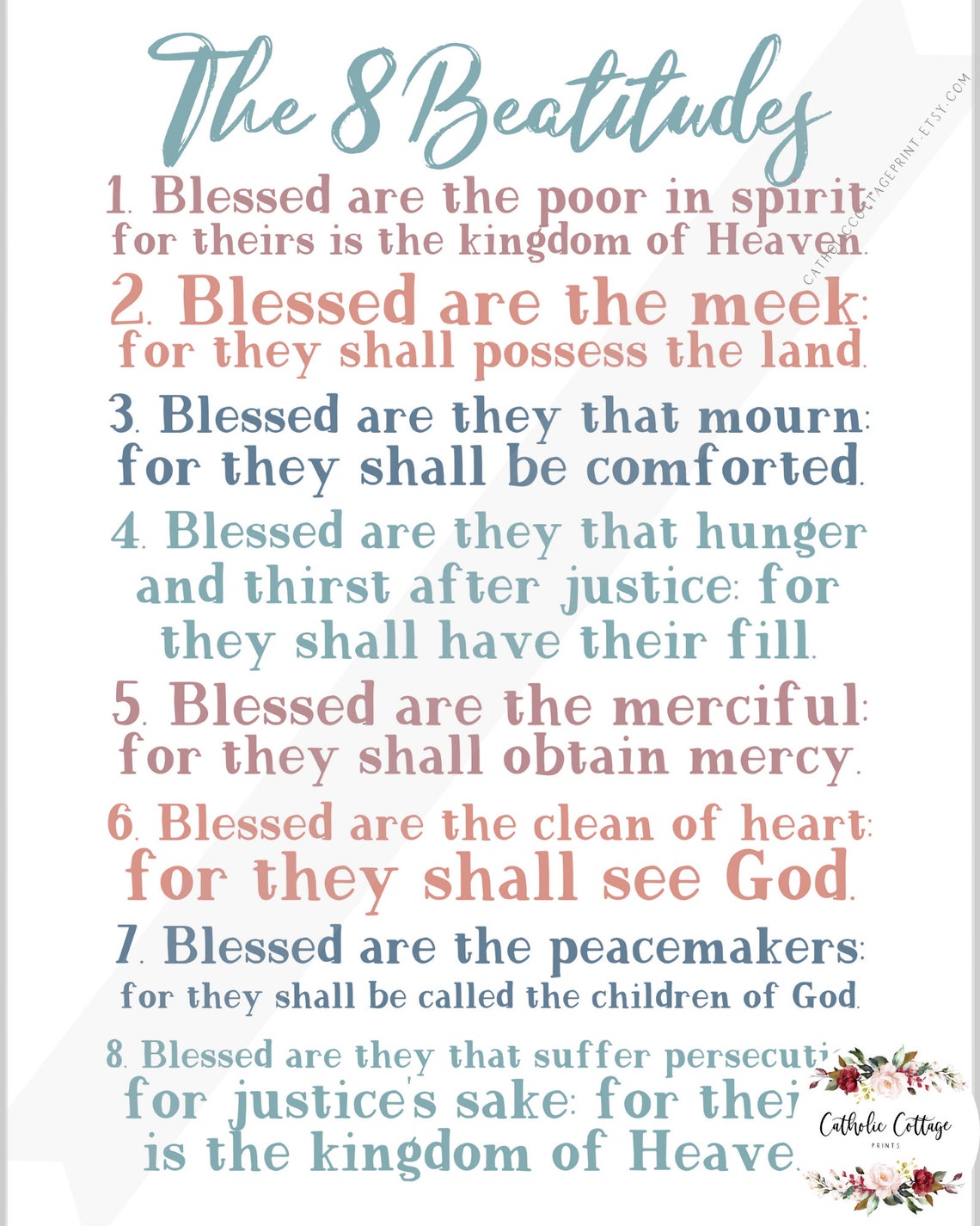 The 8 Beatitudes Told by Jesus Christ Catholic - Etsy Ireland