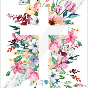 Christian Spring Printable With Floral Cross - Digital Download - Etsy