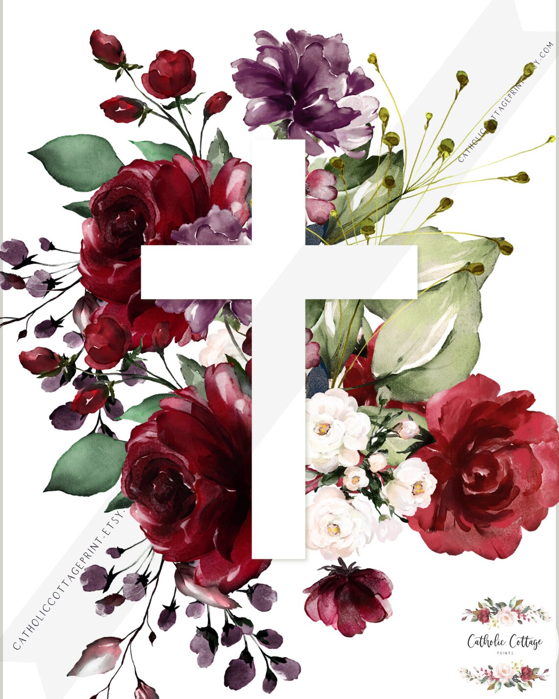 Christian Spring Printable With Floral Cross - Digital Download - Etsy