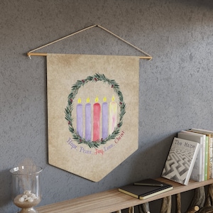 Advent Candle With Wreath Banner - Catholic Pennant - Catholic Wall ...