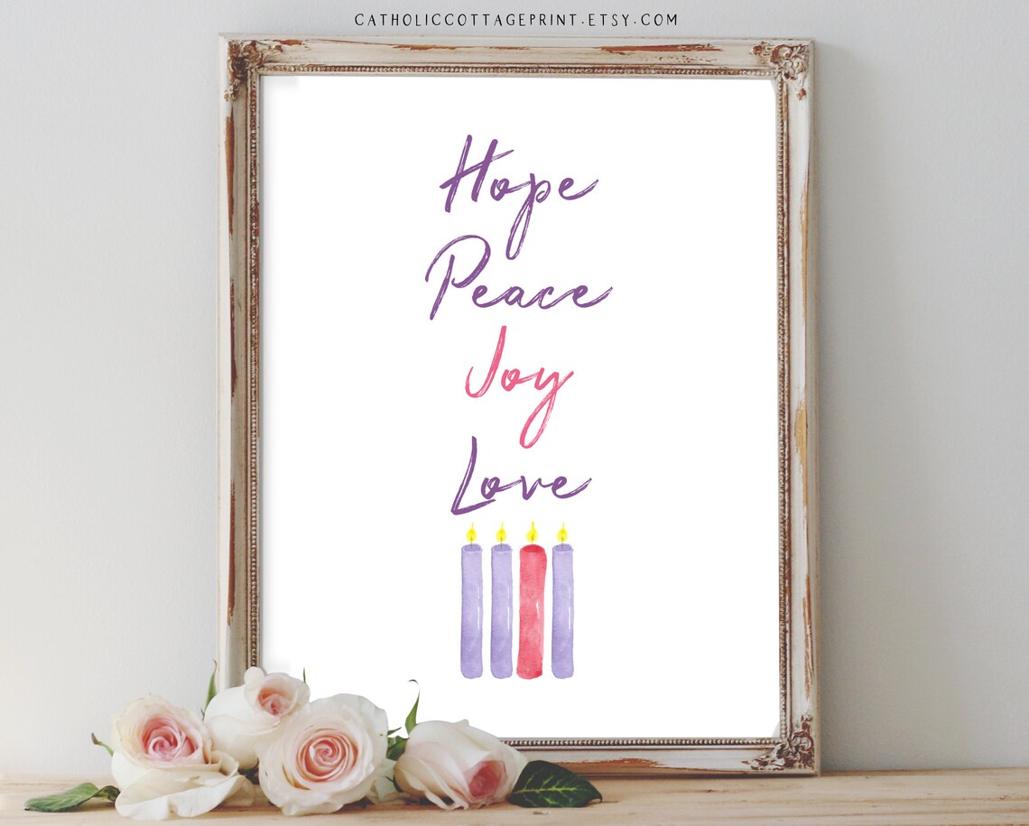 Advent Candles Printable Hope Peace Joy Love Christmas - Etsy