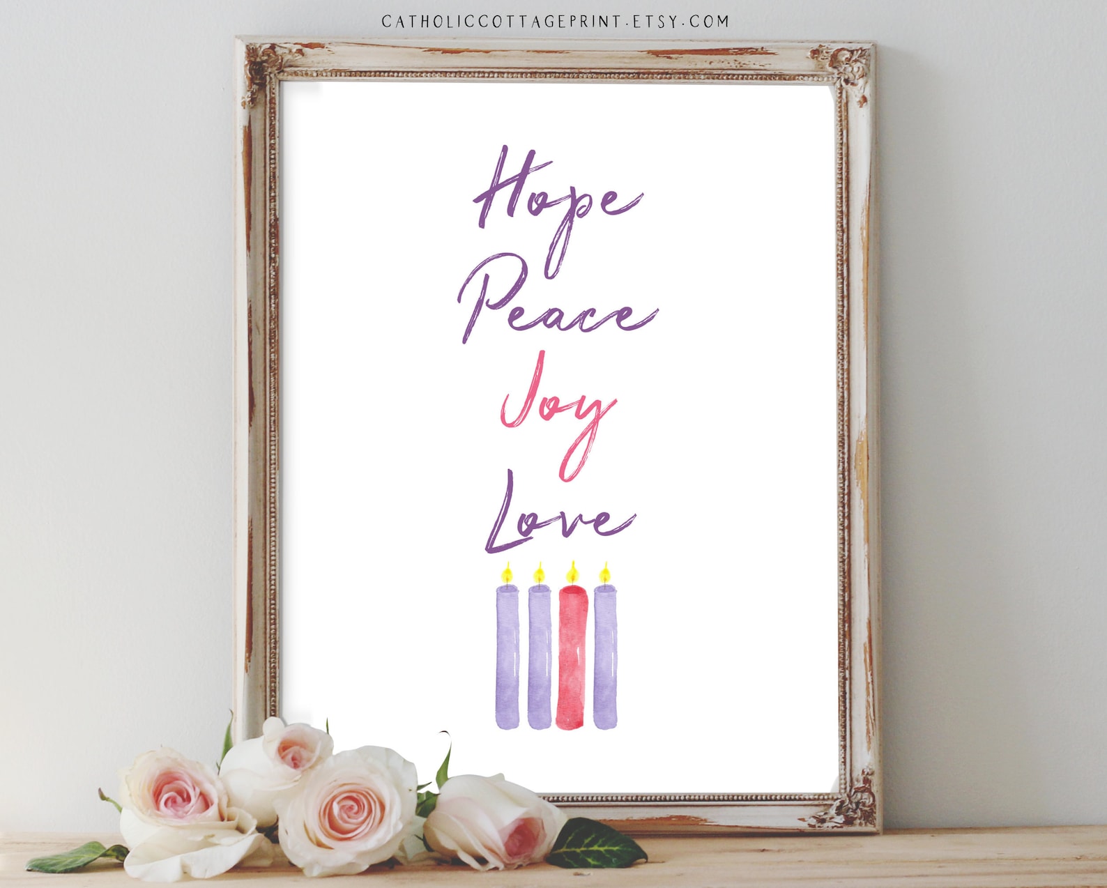 Advent Candles Printable Hope Peace Joy Love Christmas - Etsy