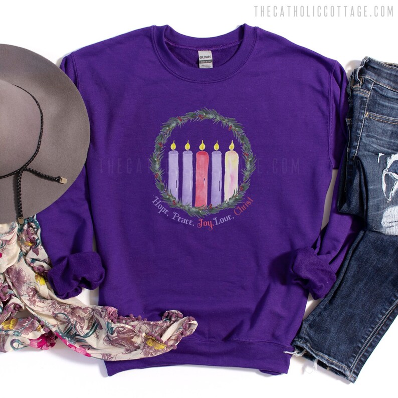 Advent Candles With Wreath Sweatshirt - Unisex Heavy Blend Sweatshirt ...