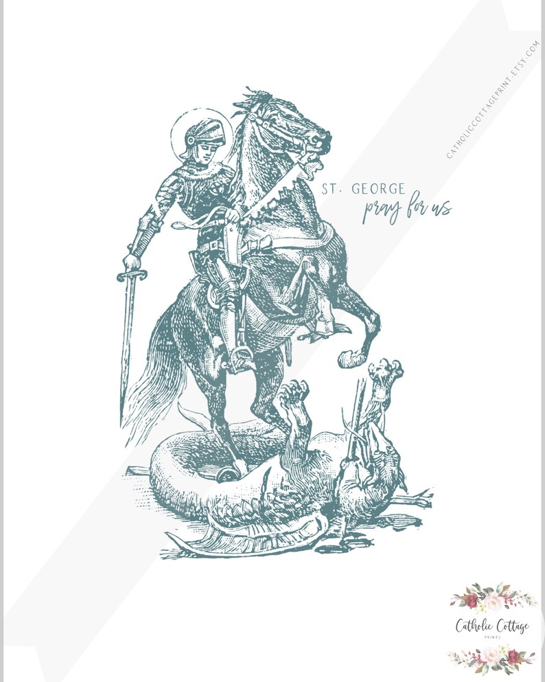 St. George Pray for Us Catholic Saint Printable Digital - Etsy