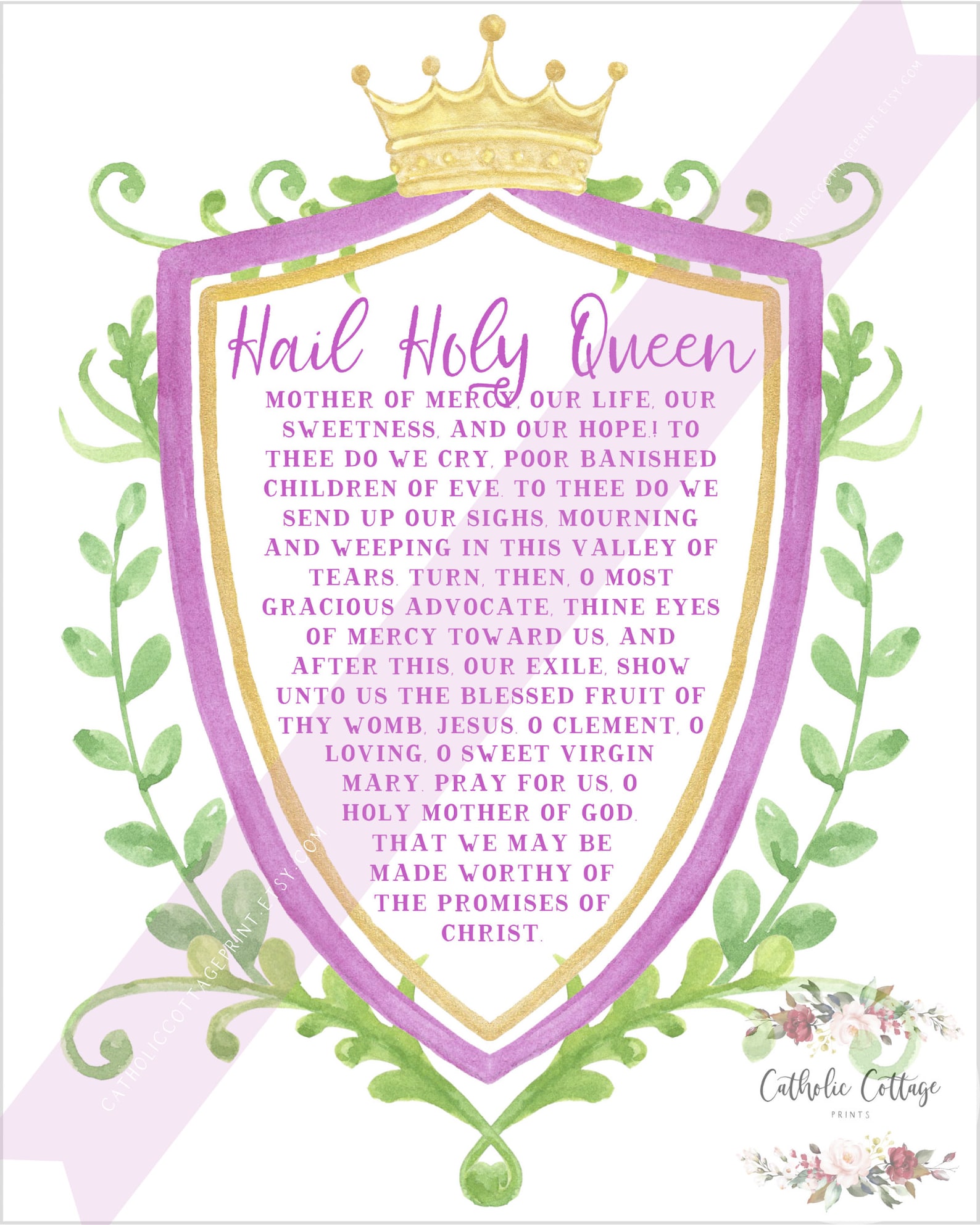 Hail Holy Queen Printable Catholic Digital Download Wall - Etsy