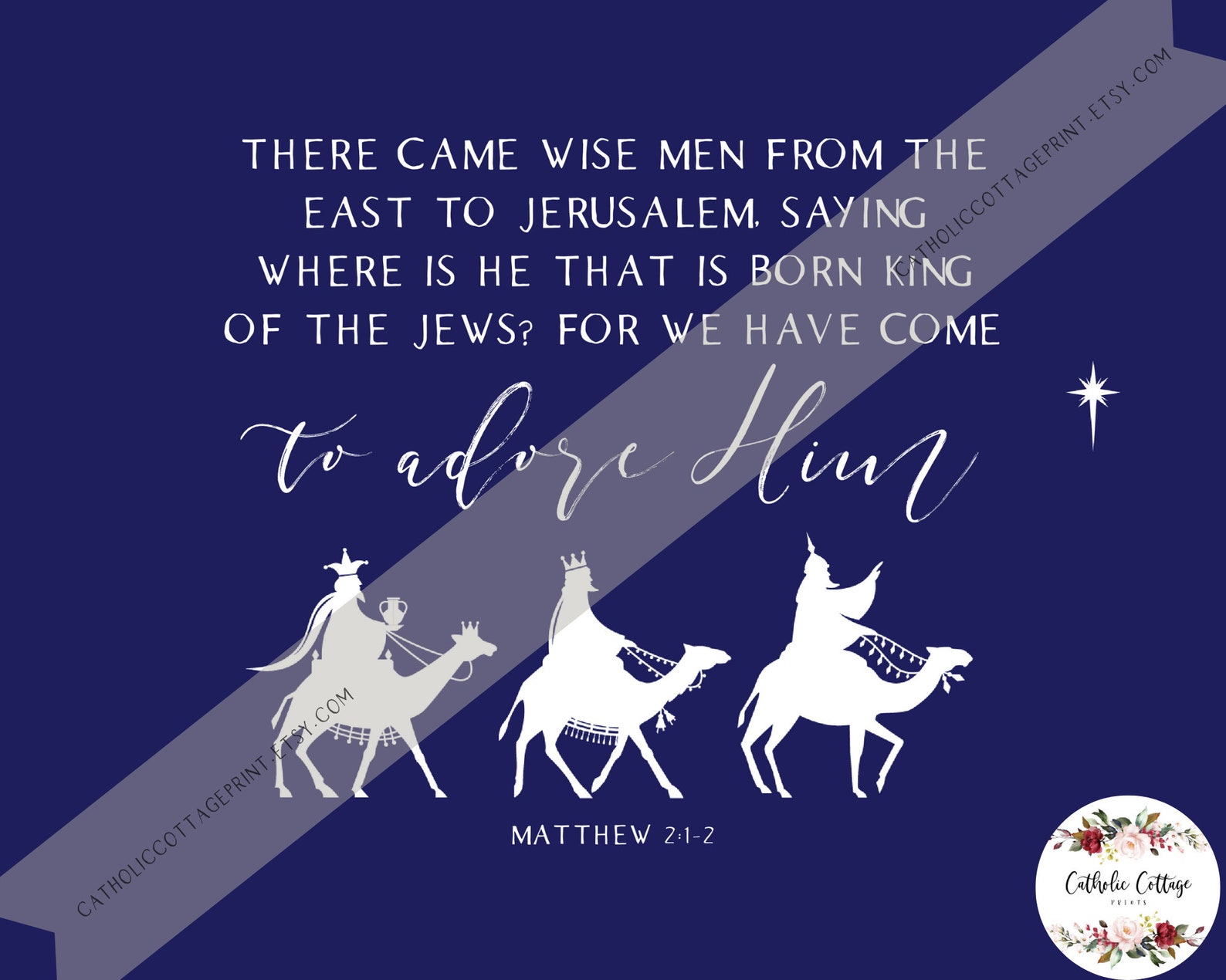 Three Wise Men Epiphany Printable Matthew 2 : 1-2 Douay | Etsy