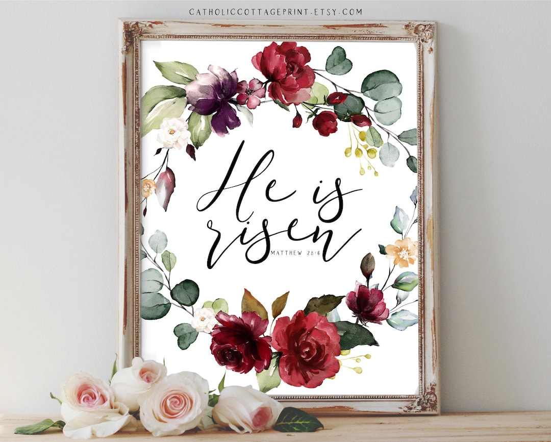 Easter Printable - He is Risen, Matthew 28:6, Bible Digital Download - Etsy