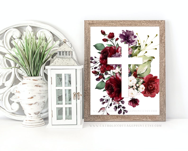 Christian Spring Printable With Floral Cross - Digital Download - Etsy