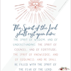 Baptism or Confirmation Printable - Gifts of the Holy Spirit According ...