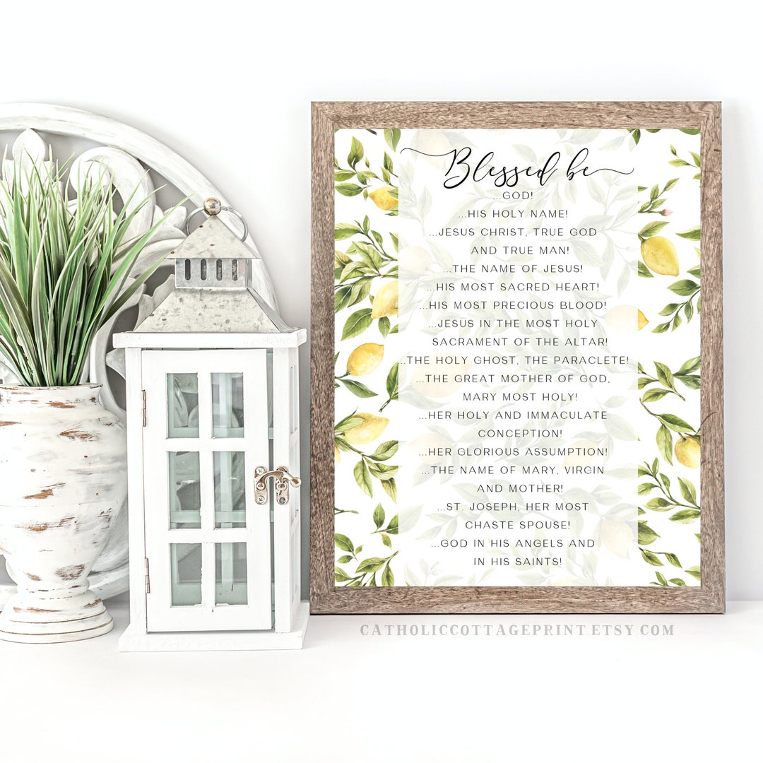 The Divine Praises - Catholic Lemon Kitchen Printable - "blessed Be God ...