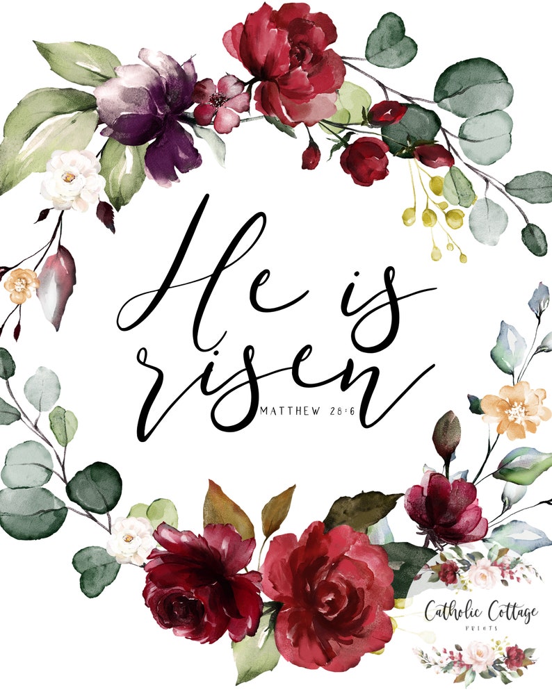 Easter Printable He is Risen Matthew 28:6 Bible Digital - Etsy
