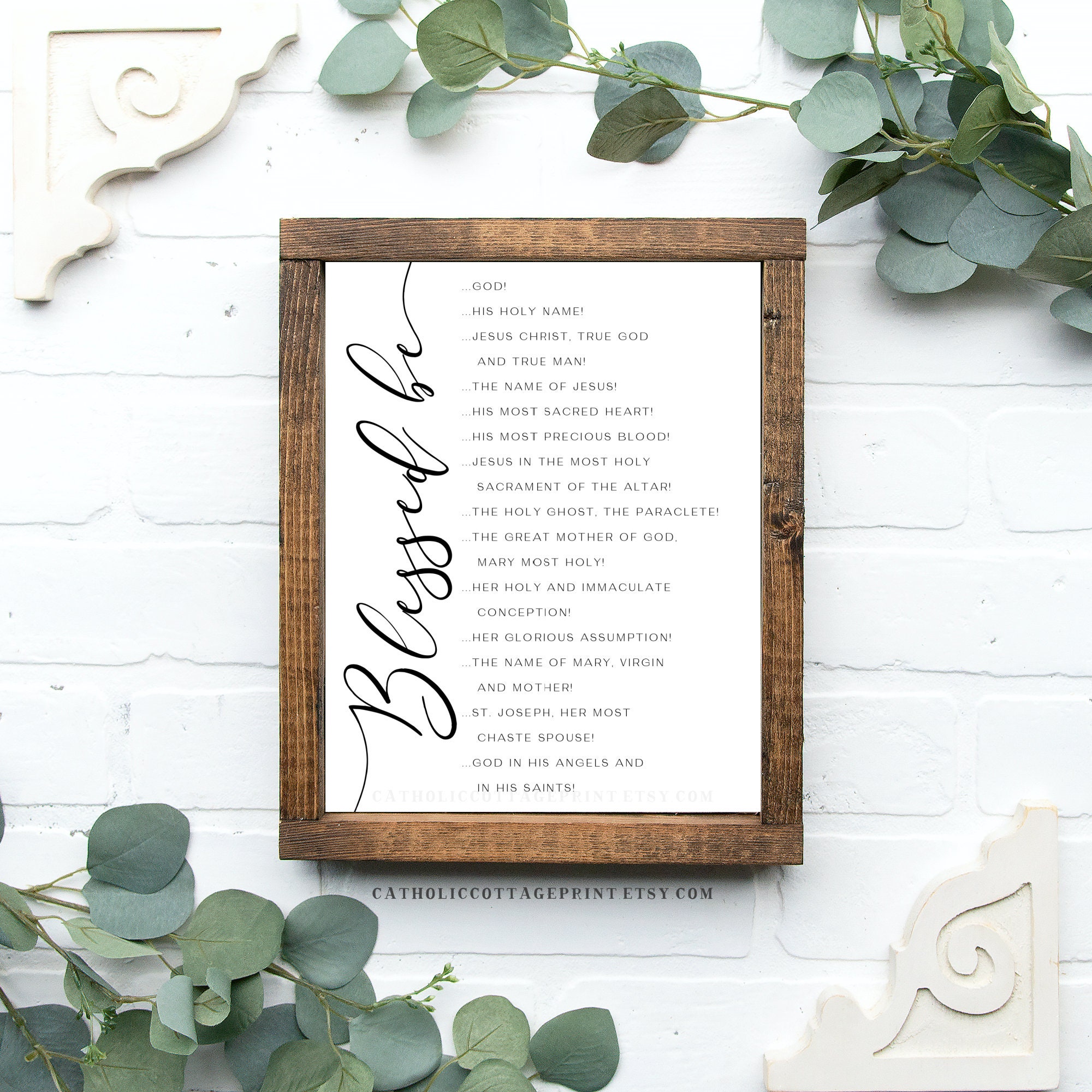 The Divine Praises Printable - Blessed be God - Catholic digital download
