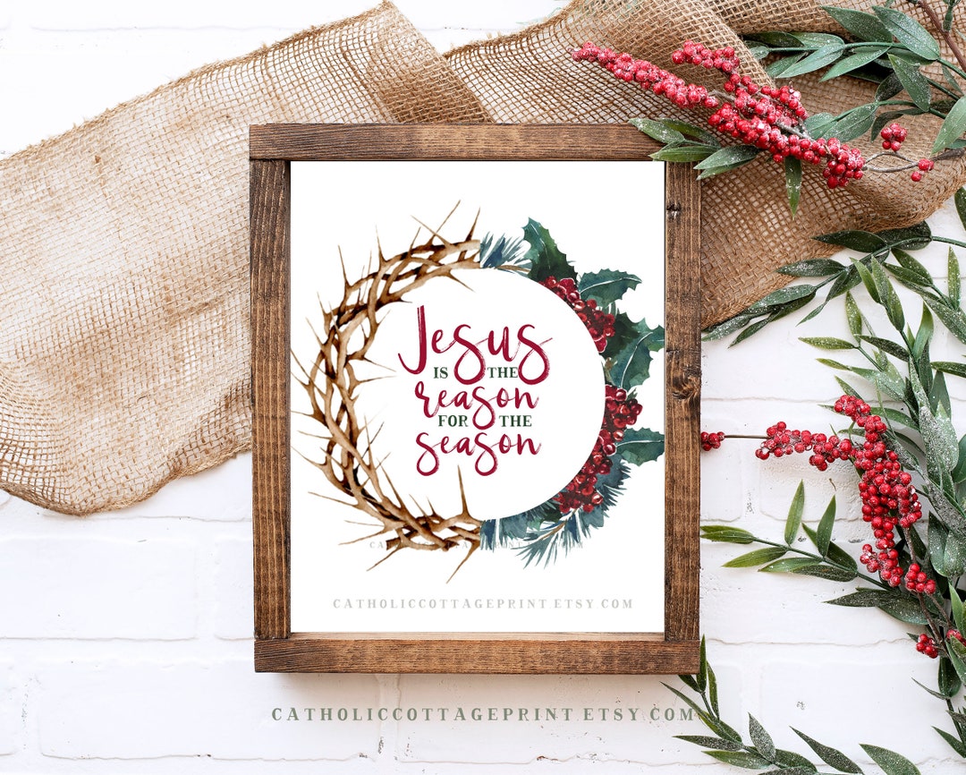 Christmas Card Printable Jesus is the Reason for the Season Wreath ...