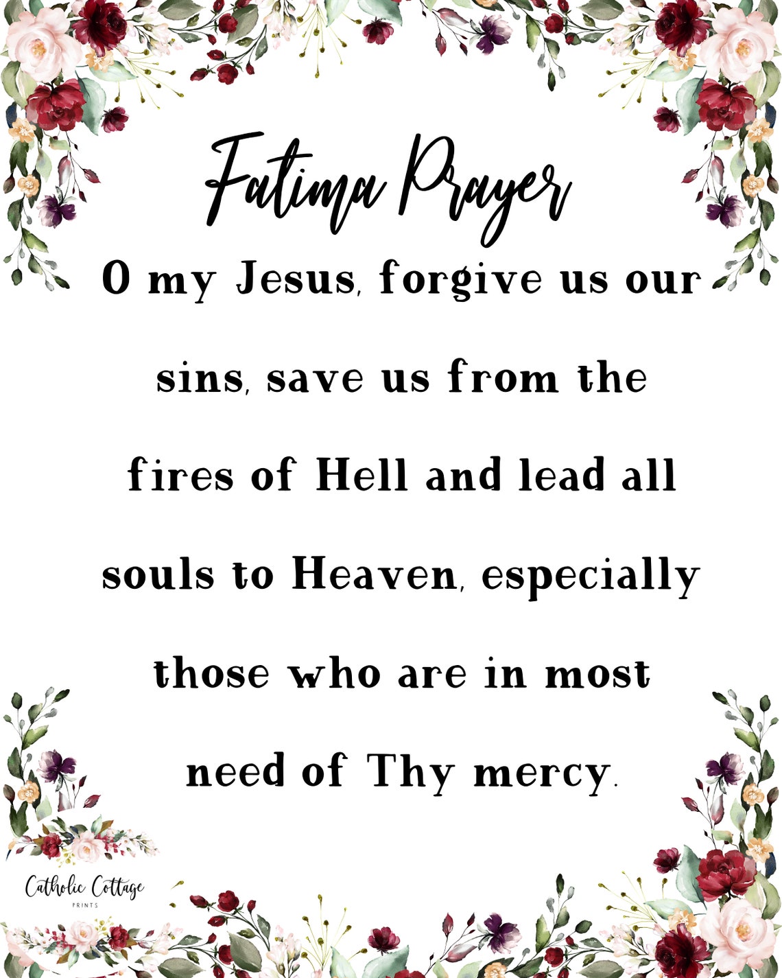 Fatima Prayer - Catholic/christian Prayer in English and Latin, Prayer ...