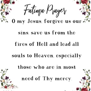Fatima Prayer - Catholic/christian Prayer in English and Latin, Prayer ...