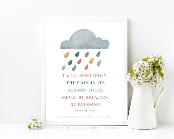 Catholic Bible Quote i Will Send Down the Rain in Its - Etsy