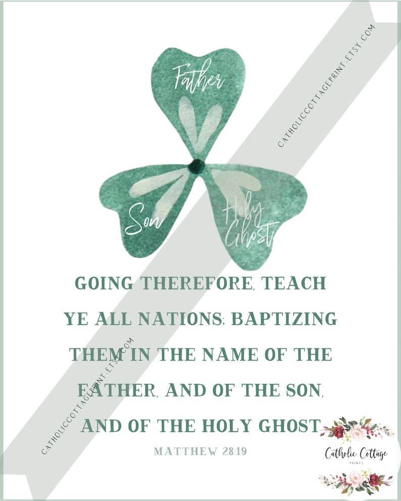 St. Patrick's Day Printable - Holy Trinity Bible Quote Matthew 28:19 ...
