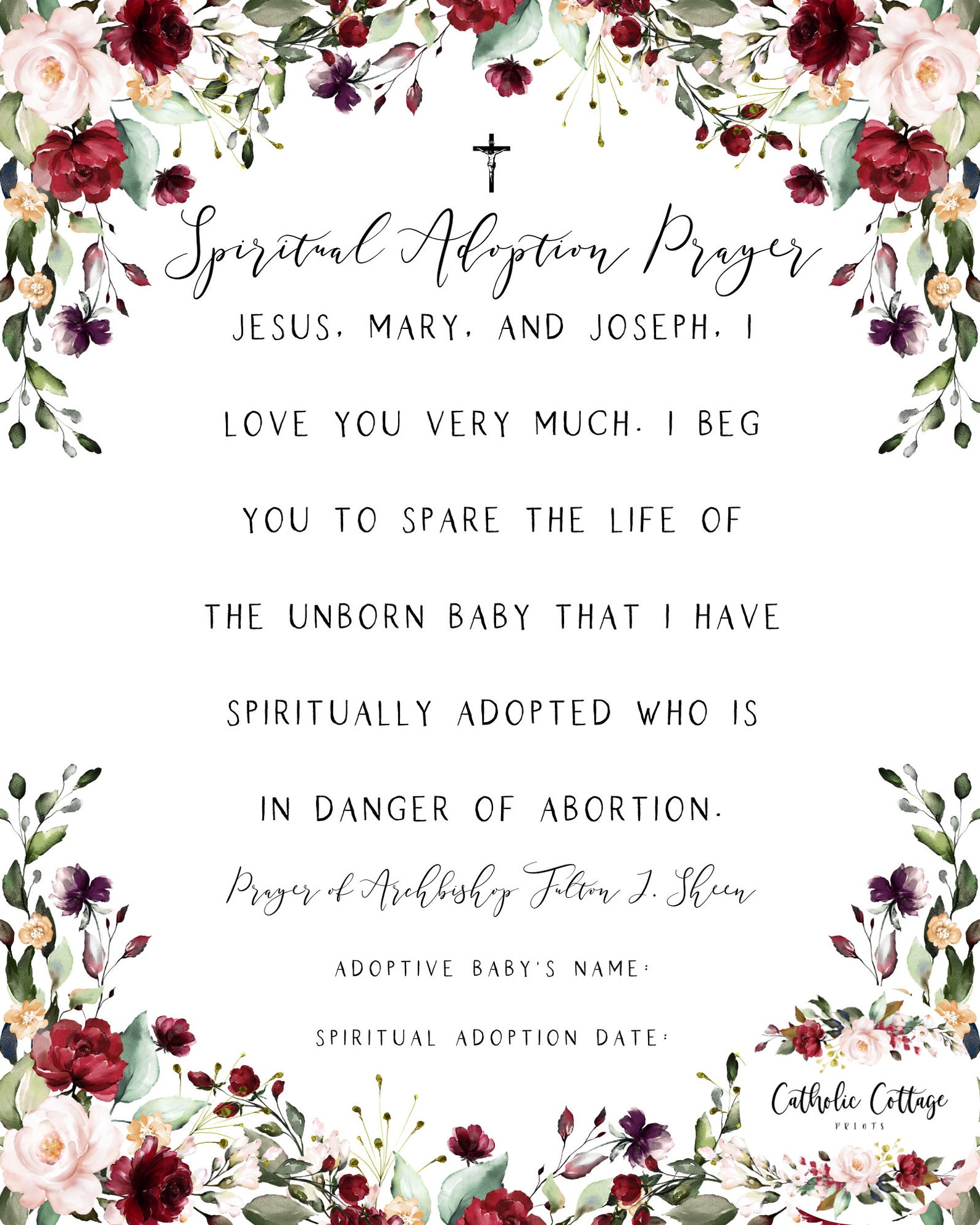 Our Lady of Guadalupe Print, Spiritual Adoption of an Unborn Baby in ...