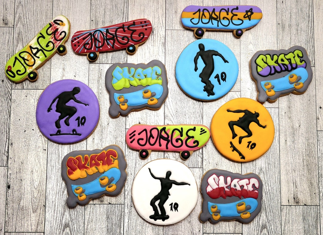 Sugar Cookies Decorated With Personalized Skateboard Designs for Your ...