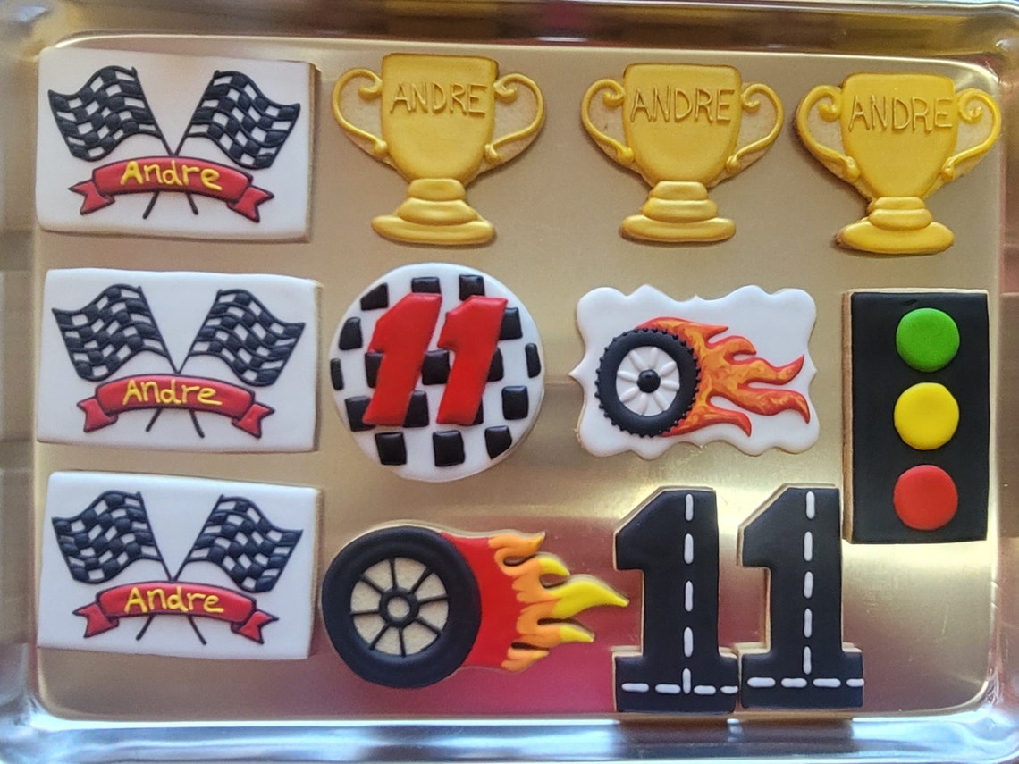 Racing Theme Cookie Favors, Car Theme Cookies for Birthday, Cute Race ...
