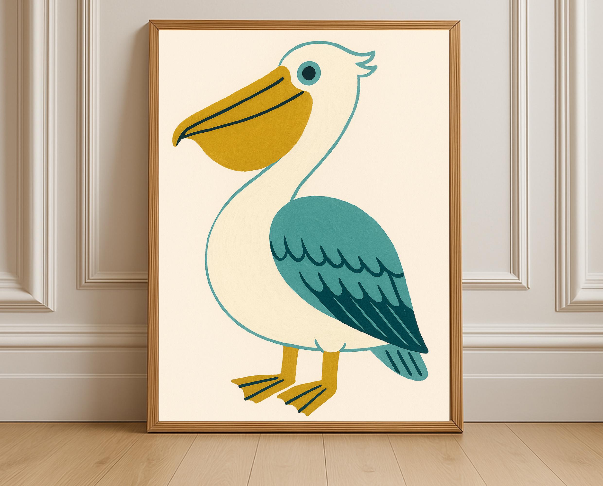 Cute Pelican Wall Art Print for Kids Room and Nursery Decor – Digital ...