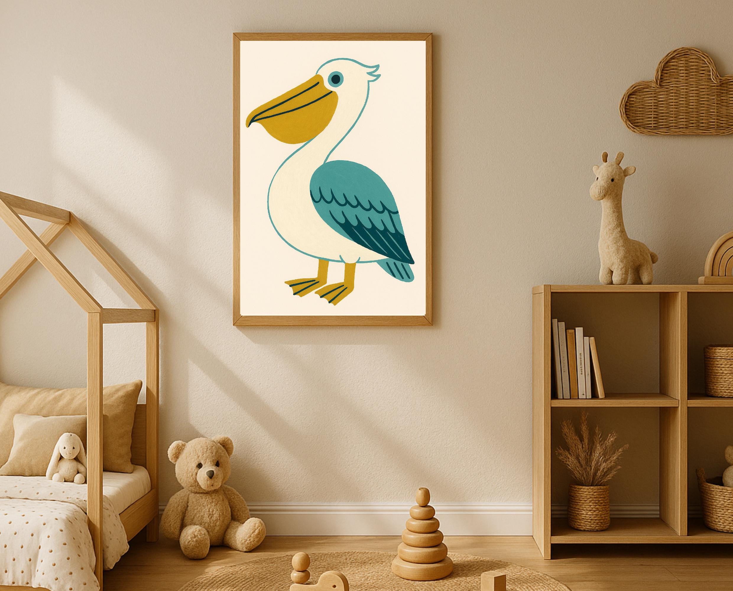 Cute Pelican Wall Art Print for Kids Room and Nursery Decor – Digital ...