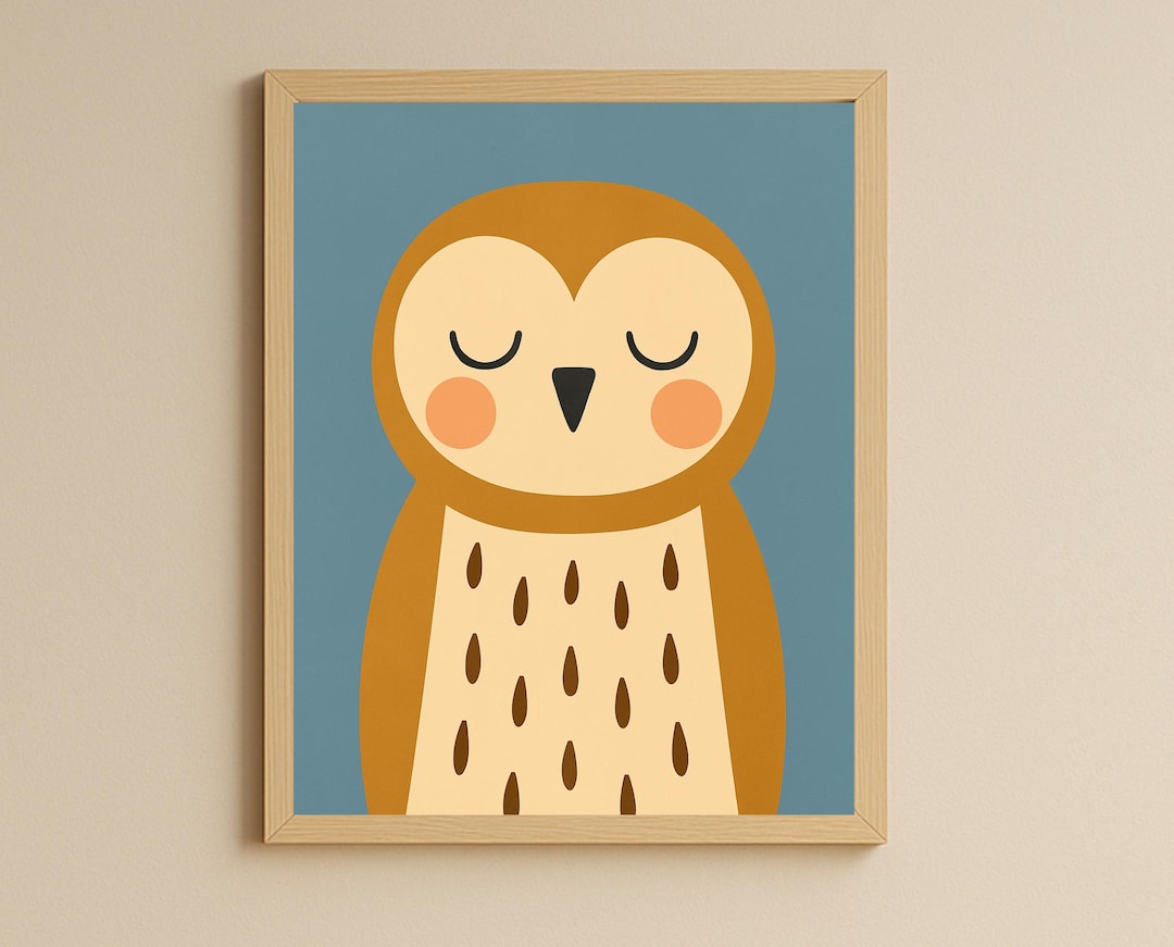 Owl Wall Art Printable – Peaceful Digital Owl Poster for Nursery, Baby ...