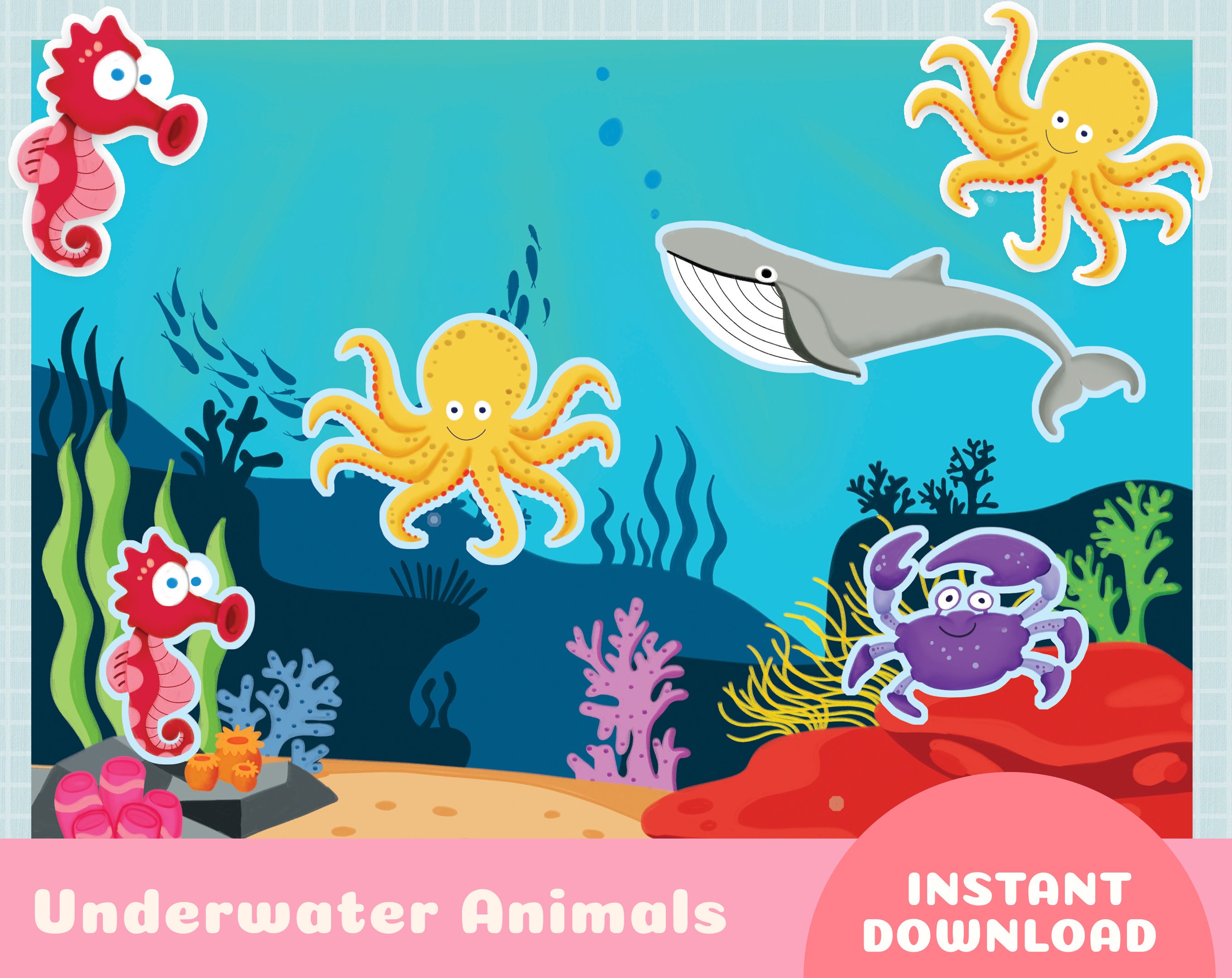 Underwater Animals | Busy Book Printable | Ocean Matching Game ...