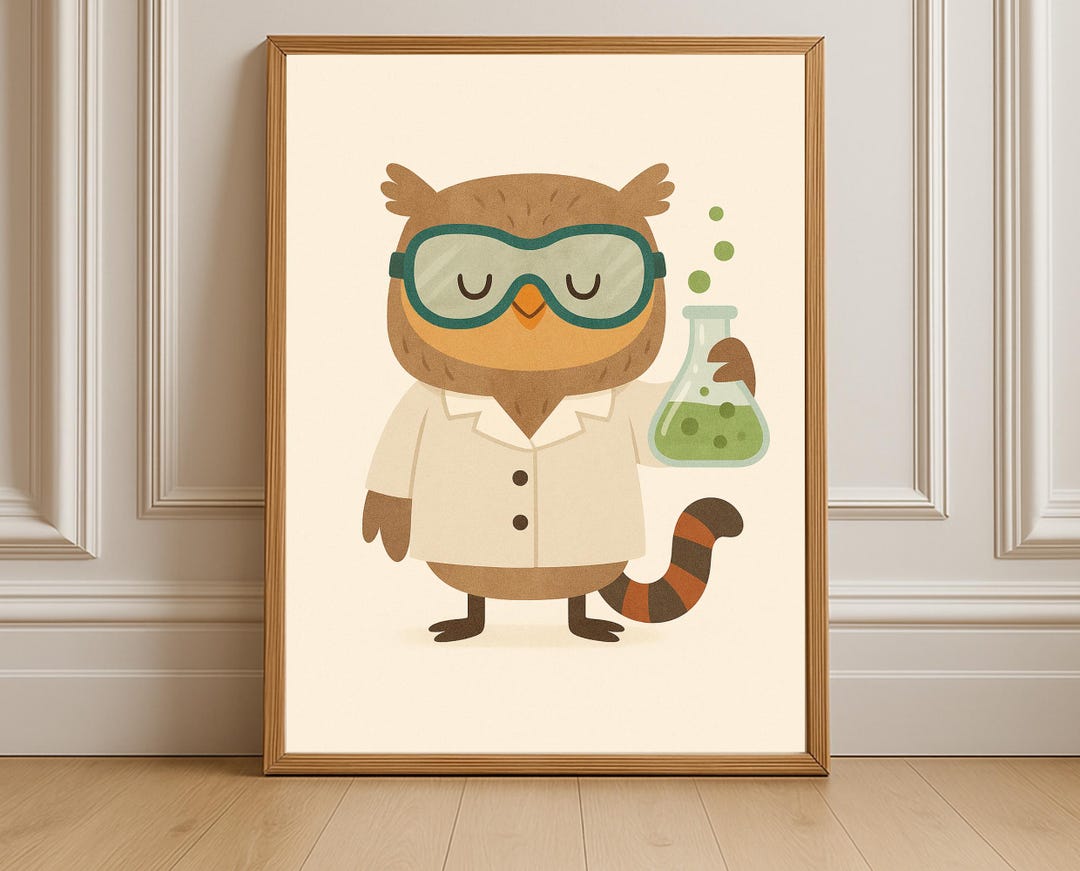 Scientist Owl Nursery Print: STEM Animal Poster (digital Download) - Etsy