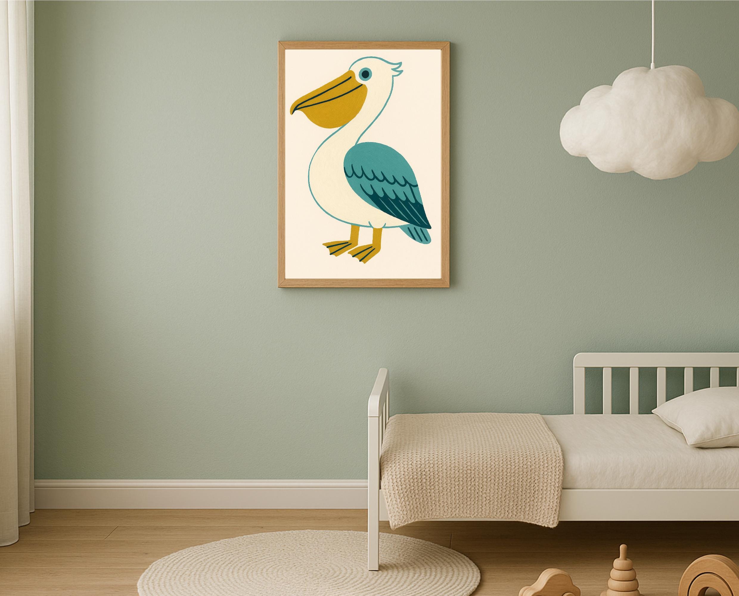 Cute Pelican Wall Art Print for Kids Room and Nursery Decor – Digital ...