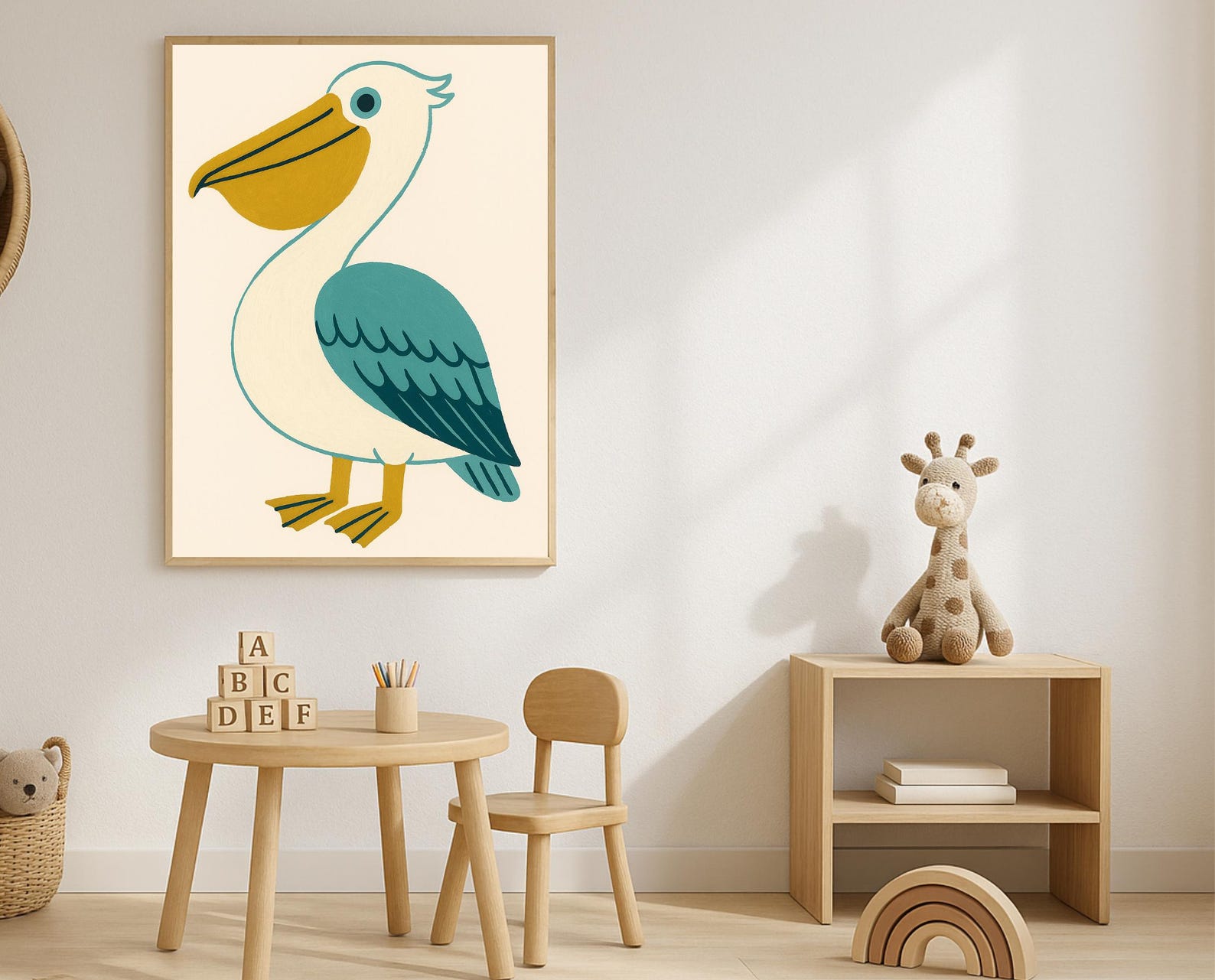 Cute Pelican Wall Art Print for Kids Room and Nursery Decor – Digital ...