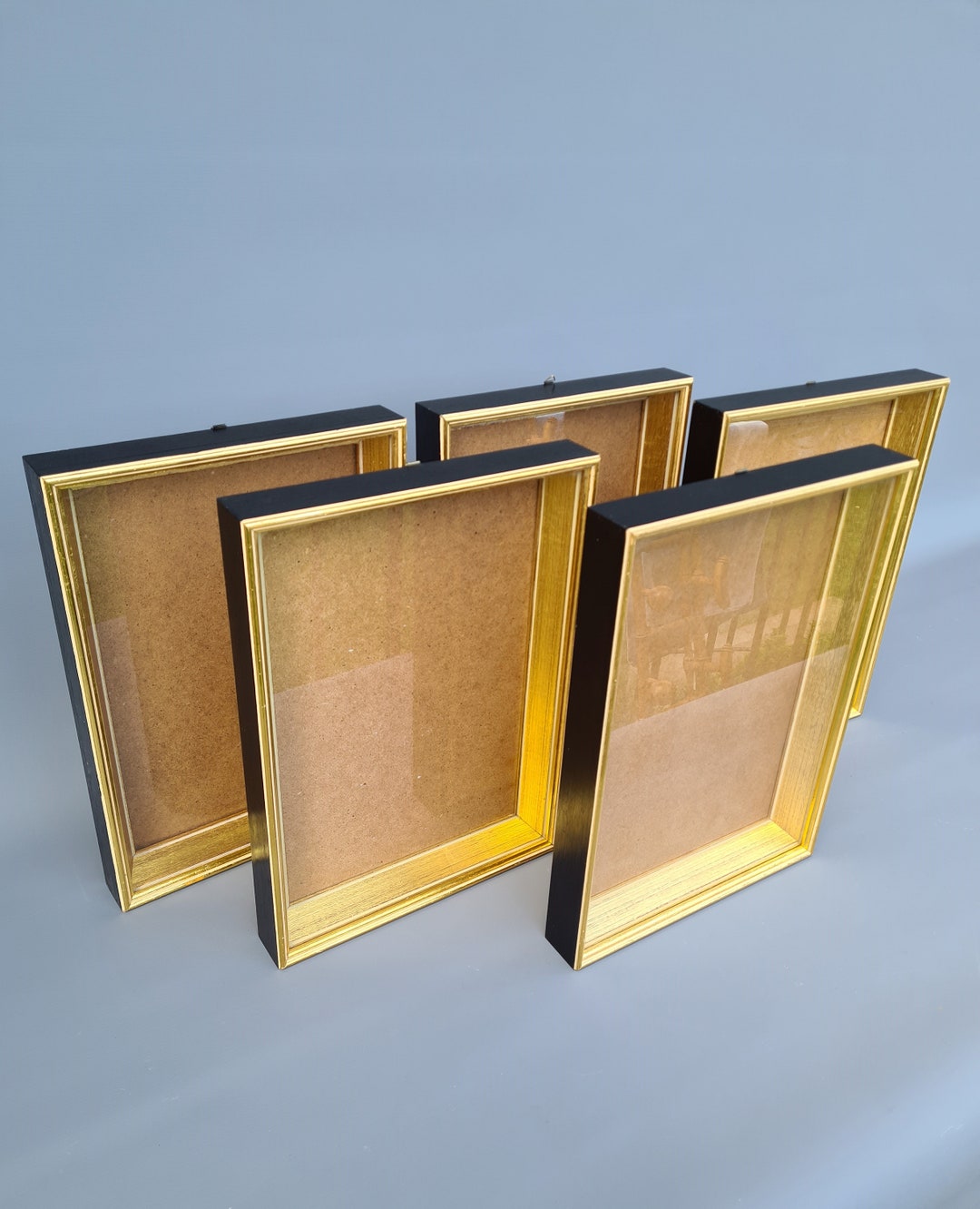 Set of Five Vintage Small Wood Picture Frame With Gold Border for ...