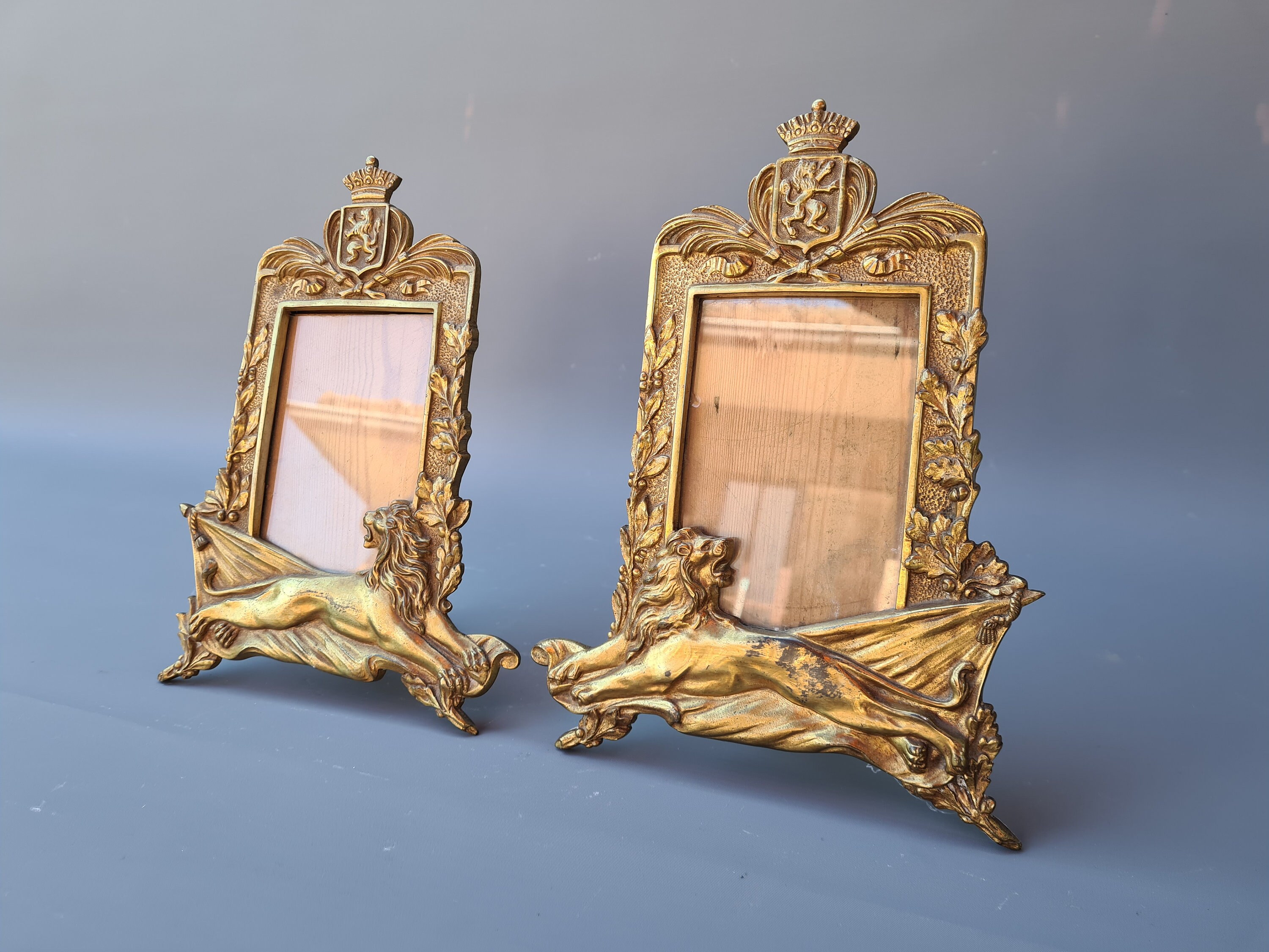 Pair Antique French Bronze Picture Photo Frames Heraldic Lion - Etsy